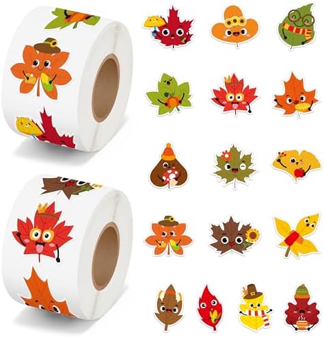 Amazon.com: BeYumi Fall Maple Leaves Sticker - 1000Pcs Fall Cute Leaf ...