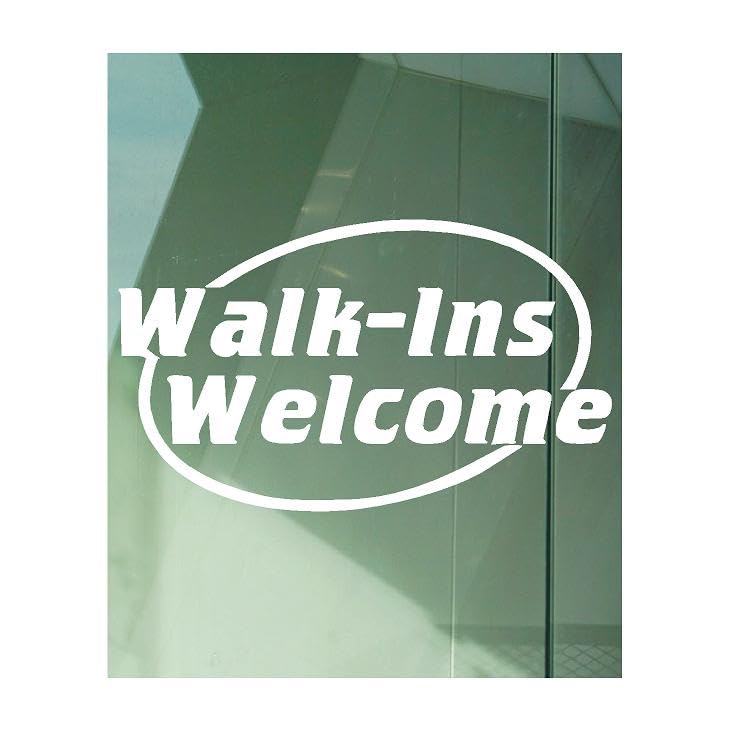 Amazon.com: Walk Ins Welcome Business Hours Vinyl Decal Professional ...