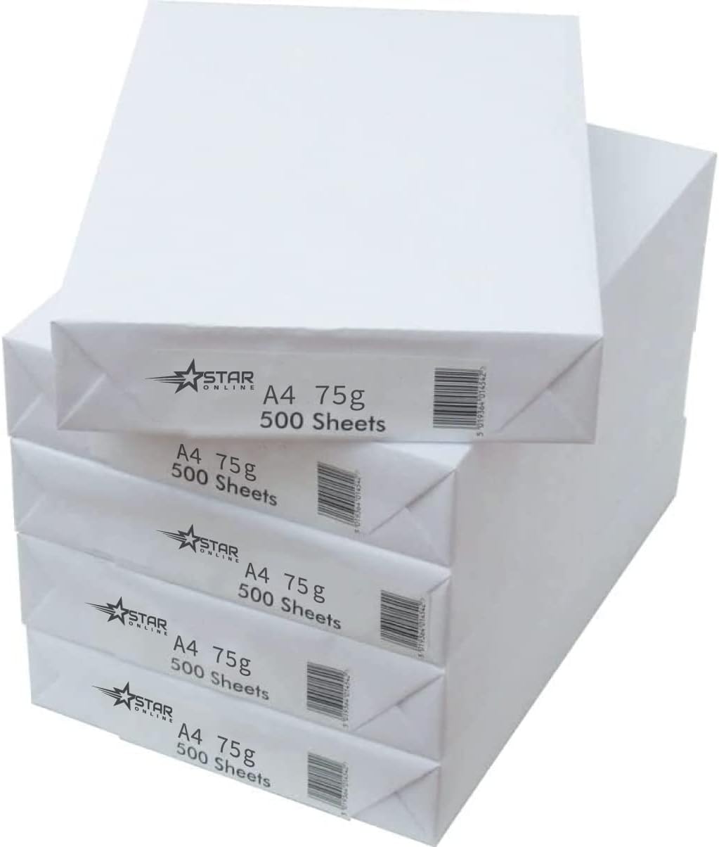 Multi-Purpose A4 Paper Office Bright White Printer Copier Paper 5 Reams ...