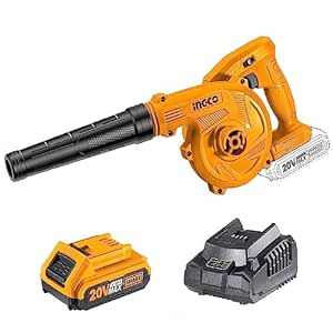 INGCO 20V Lithium-Ion Blower, Cordless Leaf Blower with Battery ...