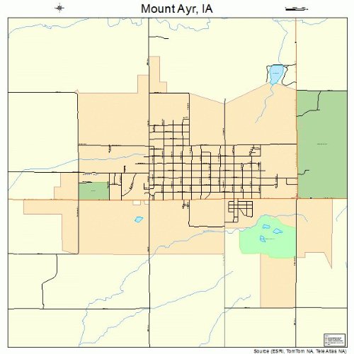 Large Street & Road Map of Mount Ayr, Iowa IA - Printed poster size ...