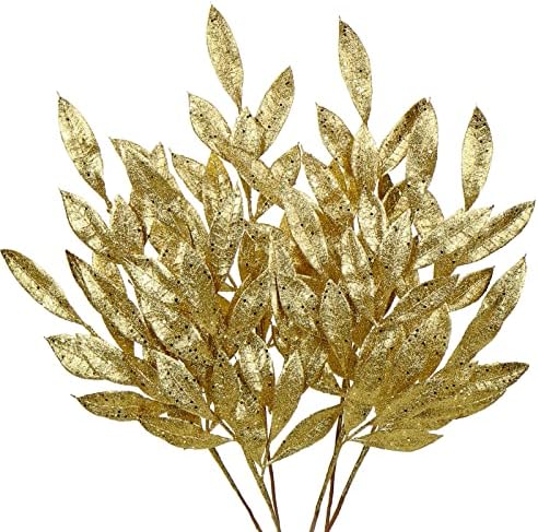 Amazon.com: Moucuny 75 Pcs Christmas Glitter Picks Gold Artificial ...