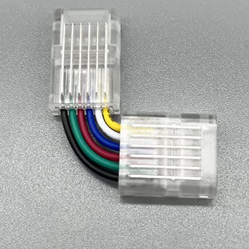 YAJIERUI 6 Pcs 6 PIN L Shape Corner Connector 12mm 6 Pin RGBCCT 5050 ...