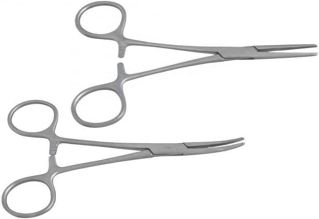 Amazon.com: Set of 2 Pcs 5.5" Straight & Curved Kelly Hemostat Forceps ...