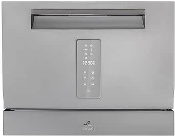 غسالة صحون توضع على سطح الطاولة من ايفولي، 6 اعدادات اماكن، تجفيف بالتسخين المتبقي، قفل للاطفال ...