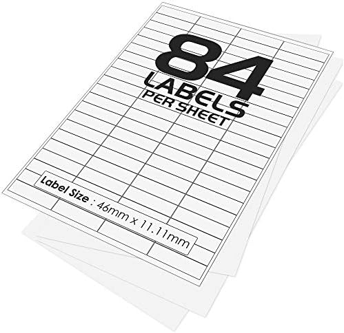 84 Per Page/Sheet, 10 Sheets (840 Sticky Label), iSOUL White Blank Matt ...
