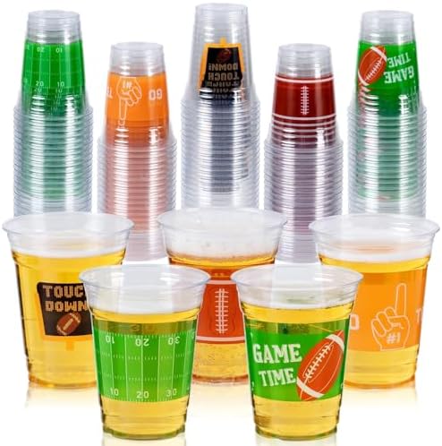 Amazon.com: Gatherfun 100 Pcs 16oz Football Plastic Cups - Football ...