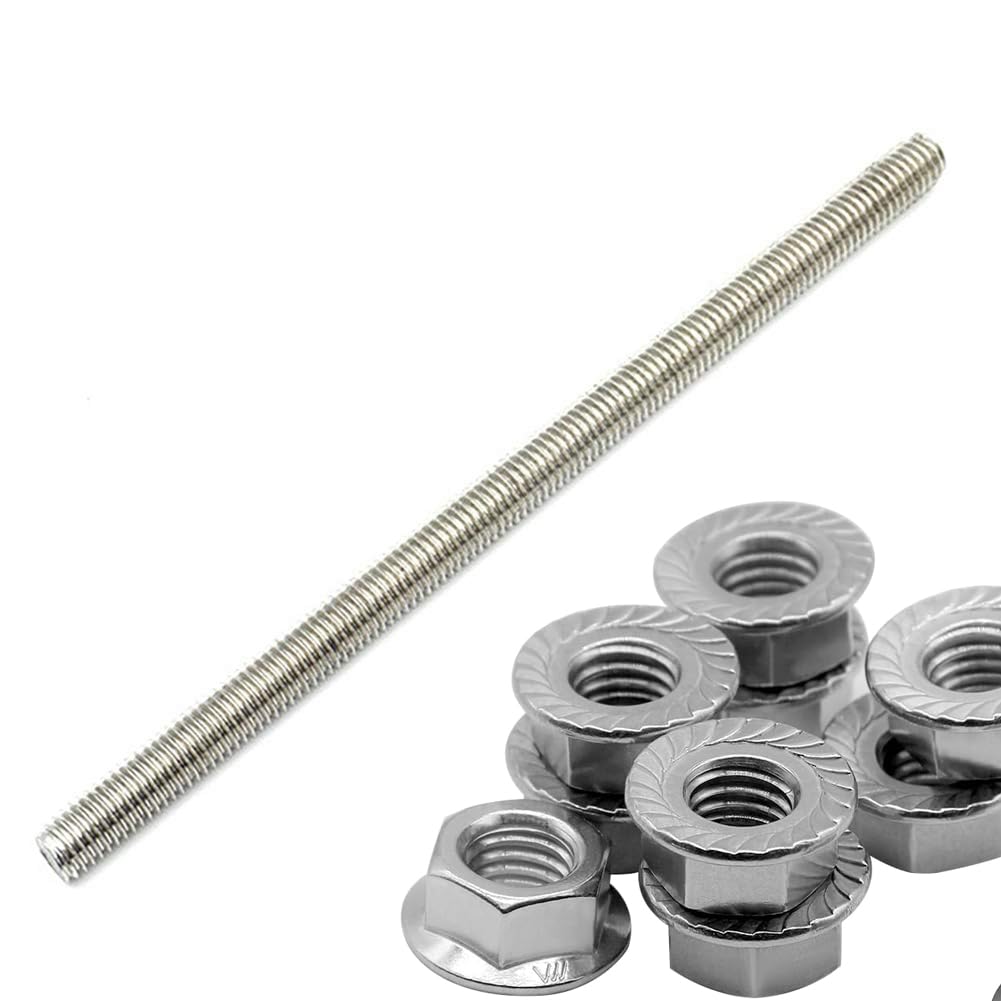 Stainless Full Threaded Rod 1/4"-20 with Flange Nuts: Amazon.com ...