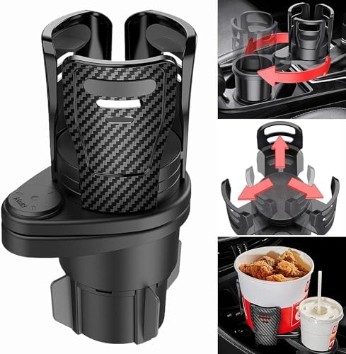 Car Cup Holder Expandable Double Adapter 360 Degree Rotatable ...