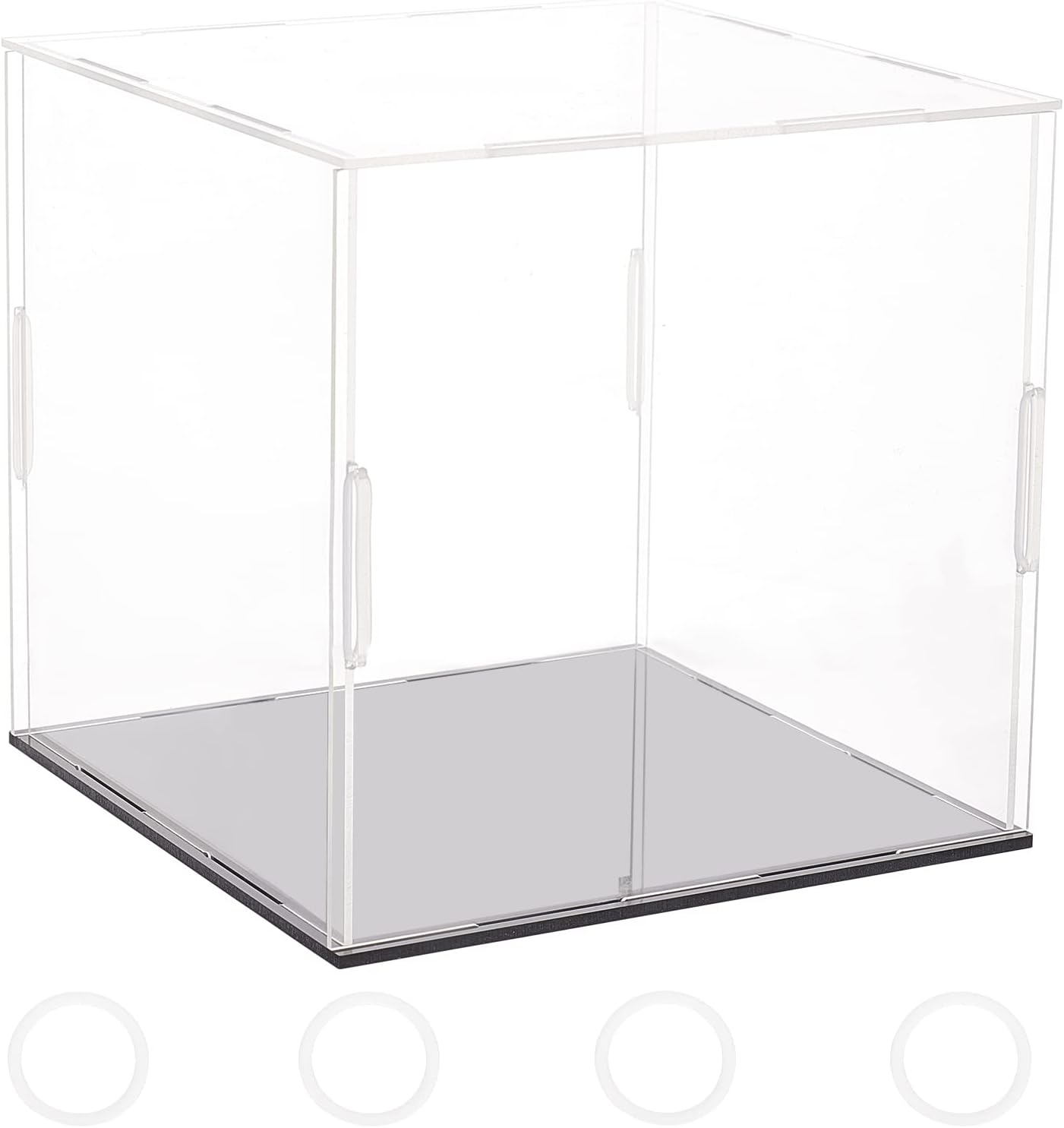 FINGERINSPIRE Clear Acrylic Display Case with Black Base and 4 Pieces ...