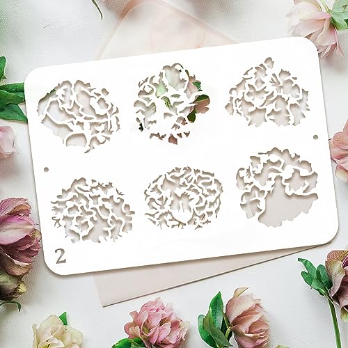 FINGERINSPIRE 6 pcs Layered Hydrangea Stencil 21×29.7cm Hydrangea ...