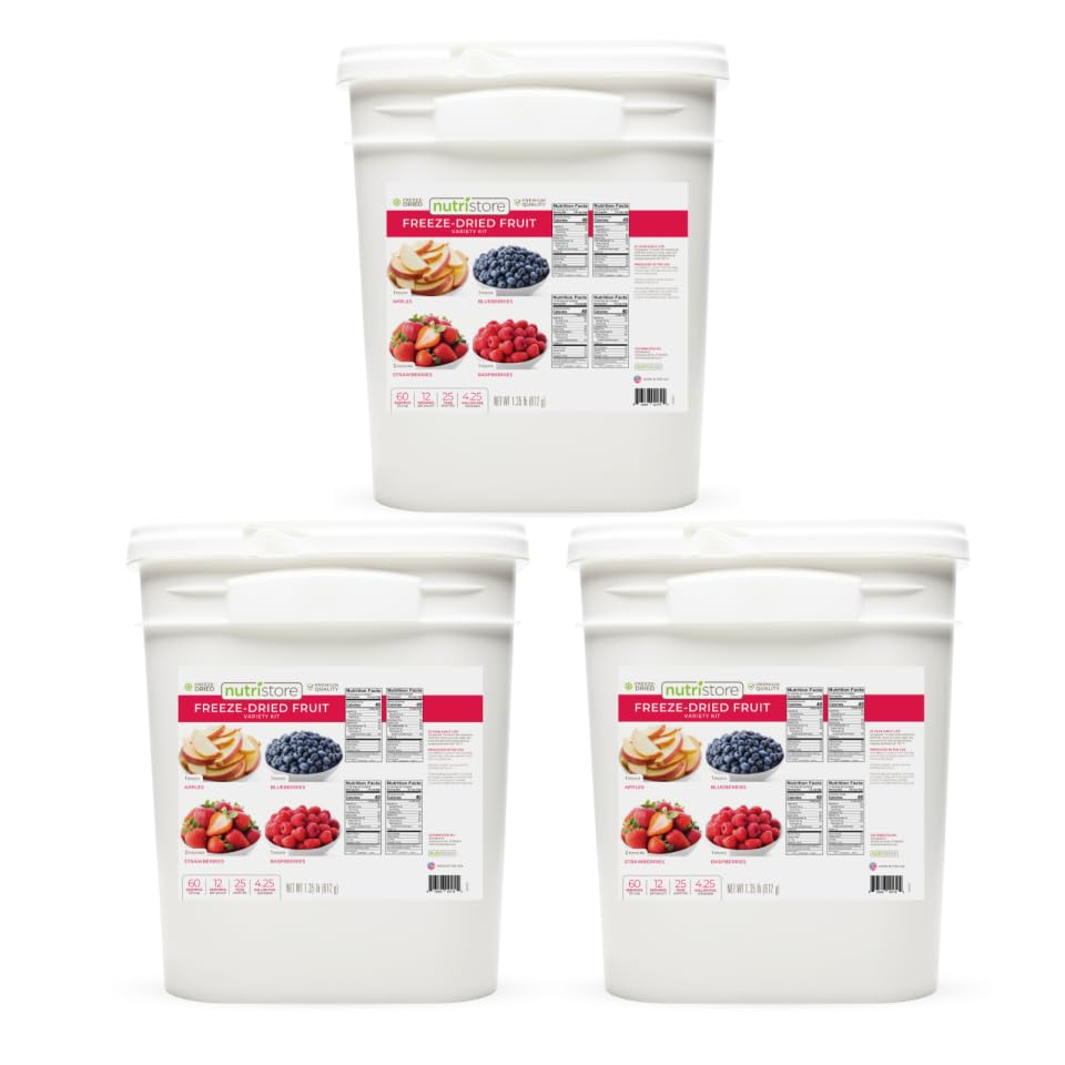 Amazon.com: Nutristore Emergency Buckets Fruit 3-Pack | Premium Freeze ...