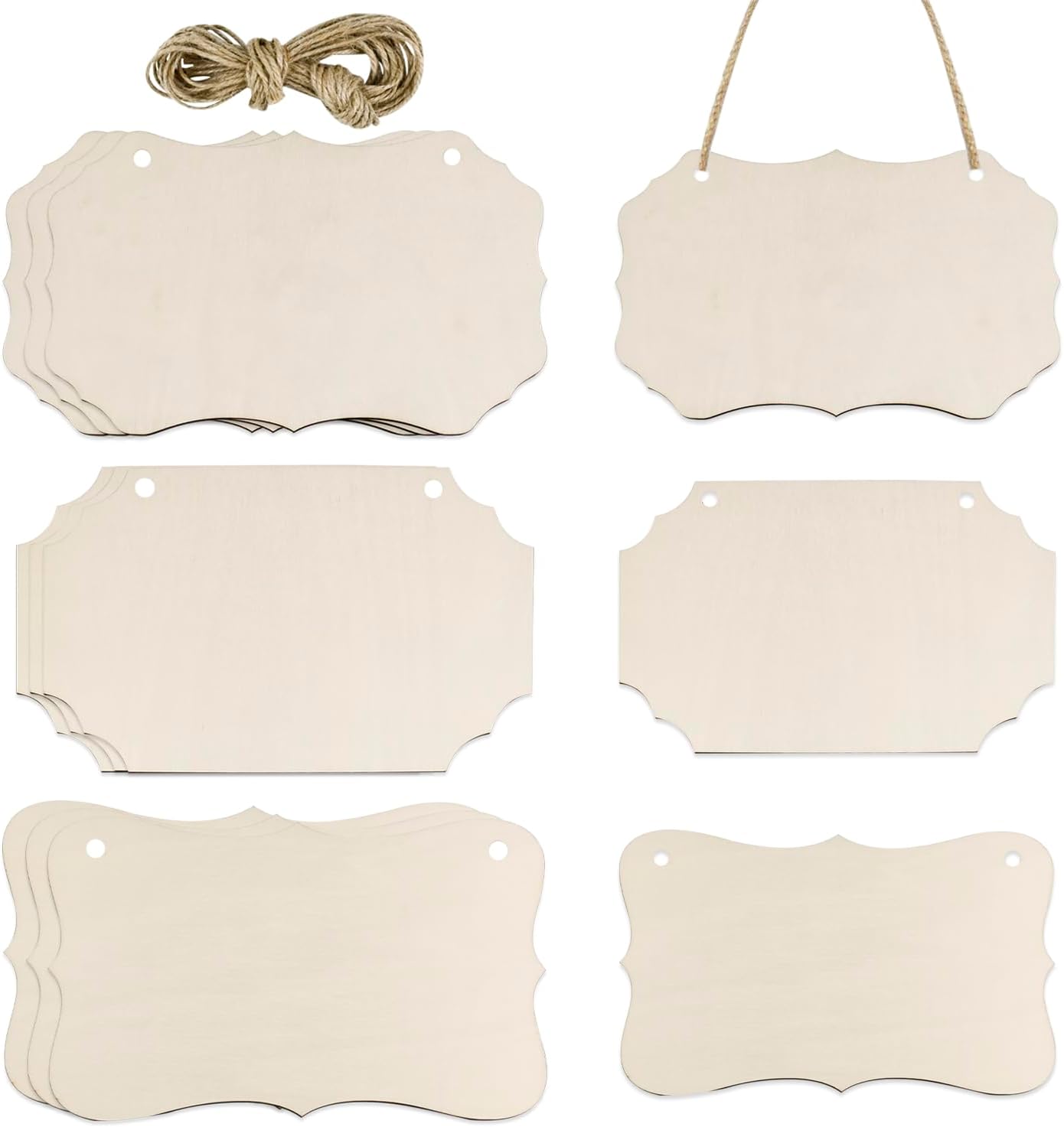 Amazon.com: Unfinished Hanging Wood Sign Blank with Ropes, 3 Style ...