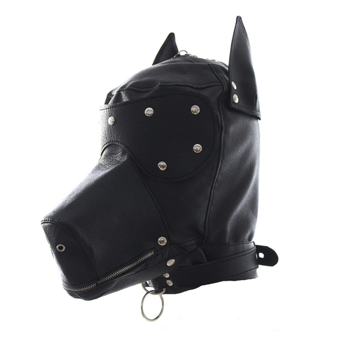 Amazon.com: Dog Head Masks Leather Masks Hollow Out Eyes Hood Masks ...