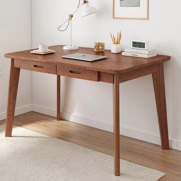 Study Table Home Office 2 Drawer Laptop Computer Living Room Wood Table ...