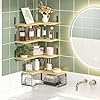 Amazon.com: Zincify 4+1 Floating Corner Shelves with Wire Storage ...