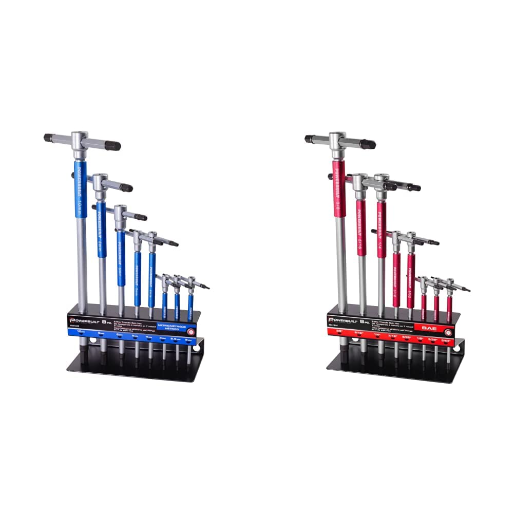 Powerbuilt Metric and SAE T-Handle Hex Allen Key Wrench Sets with Speed ...