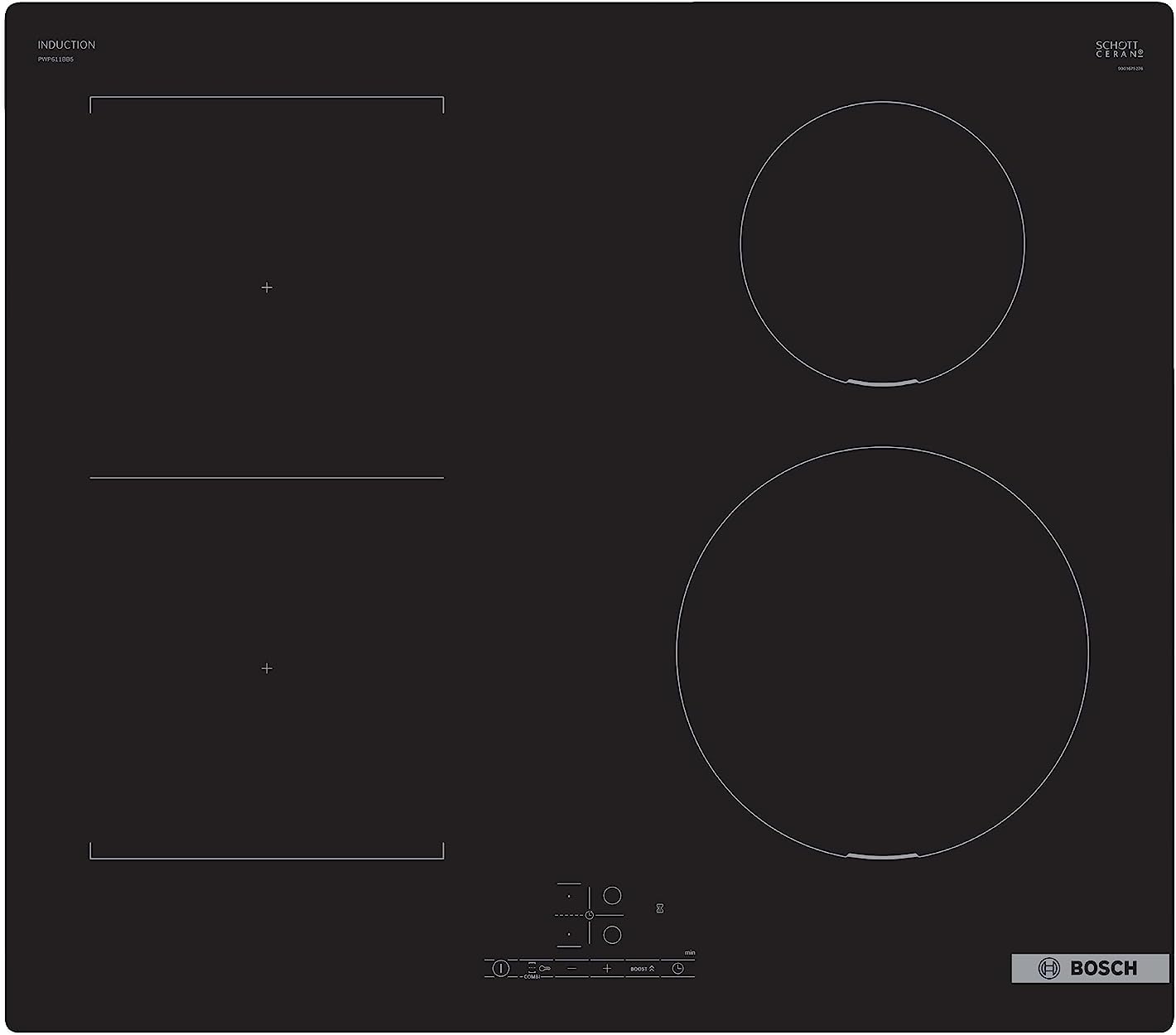 Bosch PUE611BB5B Induction hob, 60 cm, Black, Serie 4, Built in ...