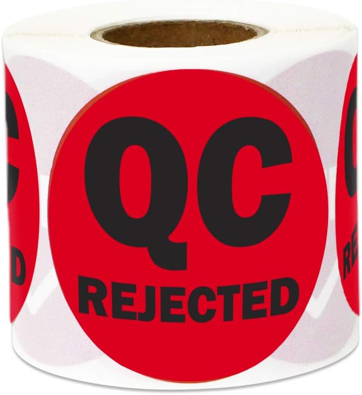 Amazon.com : QC Rejected Label Stickers - 2 Inch Round Circle Dot in ...