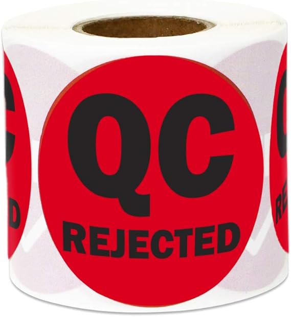 QC Rejected Label Stickers - 2 Inch Round Circle Dot in Vibrant Red ...