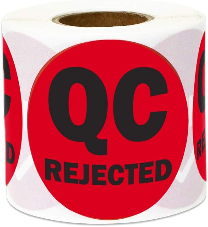 Amazon.com : QC Rejected Label Stickers - 2 Inch Round Circle Dot in ...