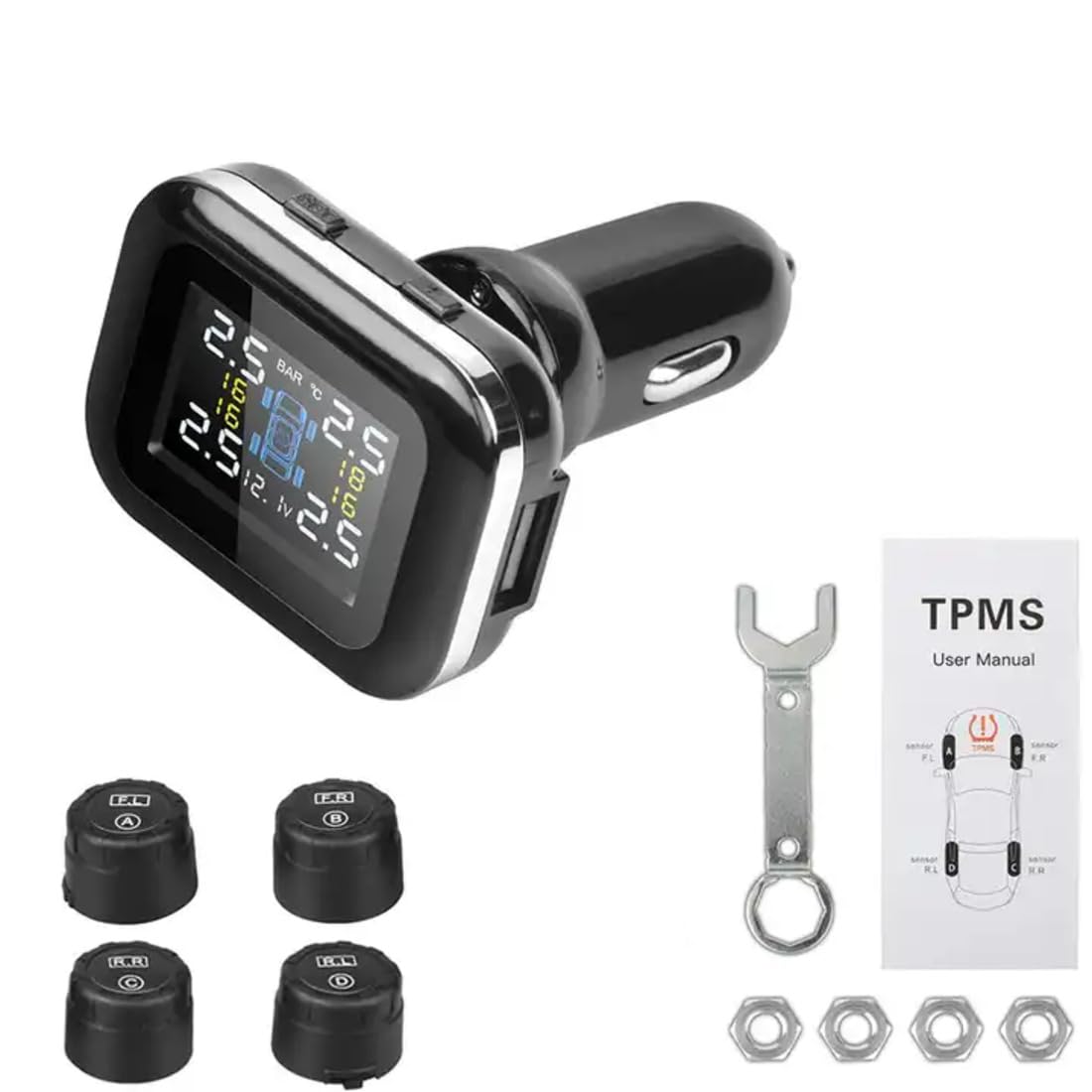 XPR3SS TPMS External Sensor with USB Charging Port with Rotatable Head ...