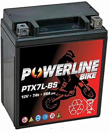 PTX7L-BS Powerline Factory Sealed Motorcycle Battery 12V 7Ah : Amazon ...