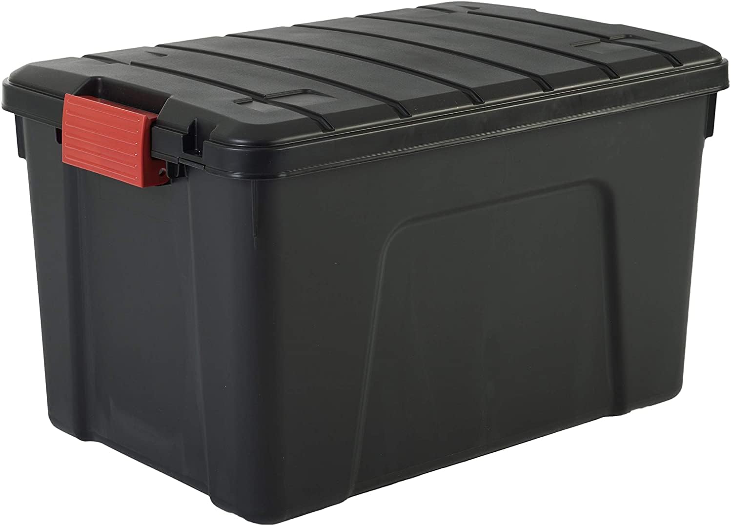 Really Useful Plastic Storage Box 64 Litre Solid Black with Yellow ...