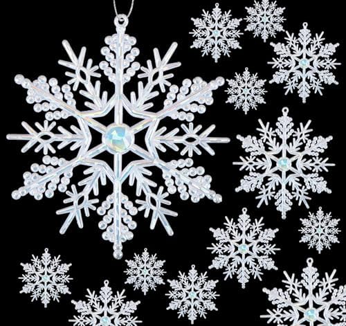 MIAHART 40 Pack Christmas White Snowflake Ornaments 4 Inch White ...