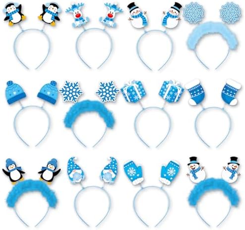Amazon.com: 12 Pcs Winter Party Headbands Christmas Snowflake Headbands ...