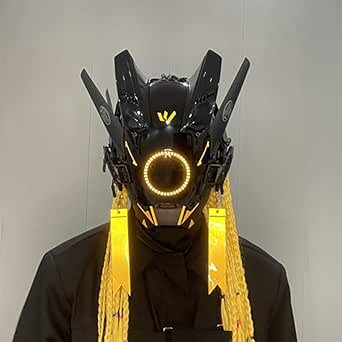 Amazon.co.jp: [XYRuiRui] Cyberpunk Mask LED Light Up White Long Hanging ...