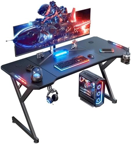 Amazon.com: GTRACING 55 Inch Gaming Desk with LED Lights, Computer ...