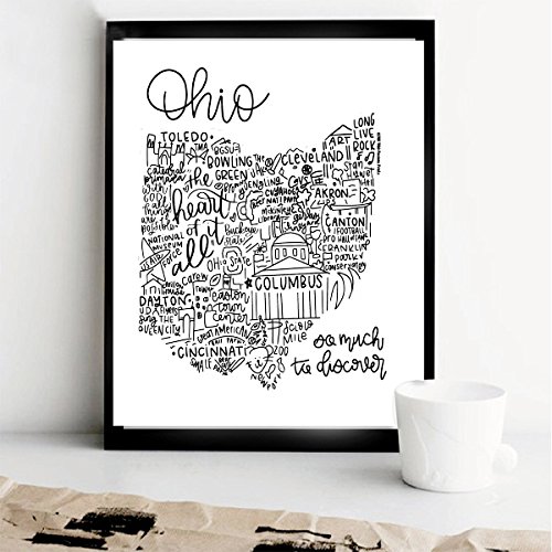 Amazon.com: Ohio State Print- Hand Lettered Ohio Print- State Art Print ...