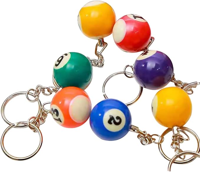Amazon.com: 5 Pcs Pool Ball Keychains Billiard Key Chain Ball Keyrings ...