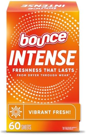 Amazon.com: Bounce Intense Dryer Sheets, Vibrant Fresh, 60 Count, Scent ...