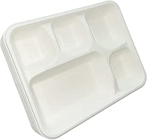 Amazon.com: Be4Ever Pack of 25 Rectangle Disposable Divided Plates ...