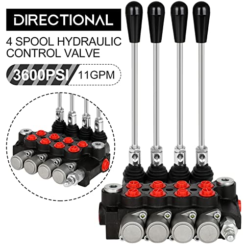 4 Spool 11 GPM Hydraulic Flow Control Valve SAE Ports Adjustable Relief ...