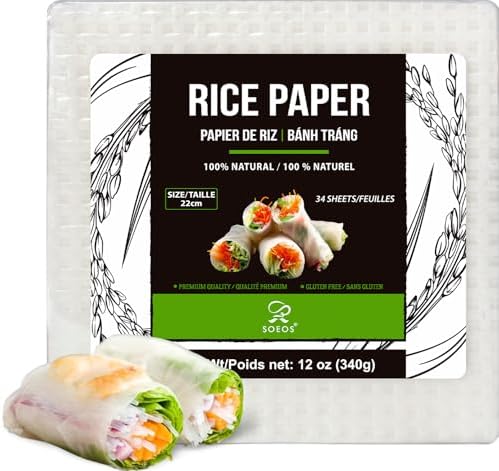 Amazon.com : Soeos Rice Paper, White Rice Paper Wrappers, 1 Pack, 34 ...