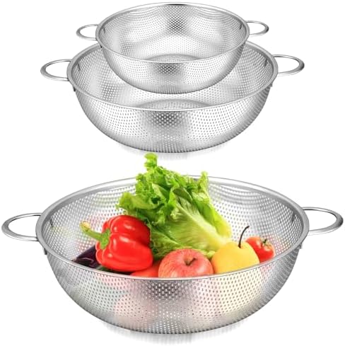 HaSteeL Stainless Steel Colander Set of 3, Micro-Perforated Metal ...