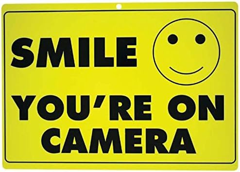 Amazon.com: New SMILE YOU'RE ON CAMERA Yellow Business Security Sign ...
