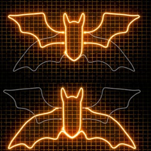 2 Pack Halloween Decoration LEDs Neon Sign Light Ghost Neon Sign Bat ...