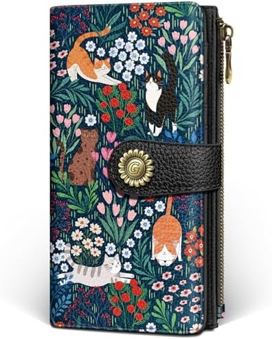Amazon.com: GIANCOMICS Cute Cat Womens Wallet RFID Blocking, Credit ...