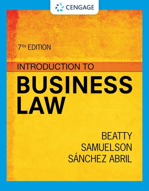 Introduction to Business Law (MindTap Course List): Beatty, Jeffrey ...