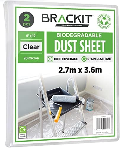 brackit 2pc Biodegradable Large Plastic Dust Sheets for Decorating - 2 ...