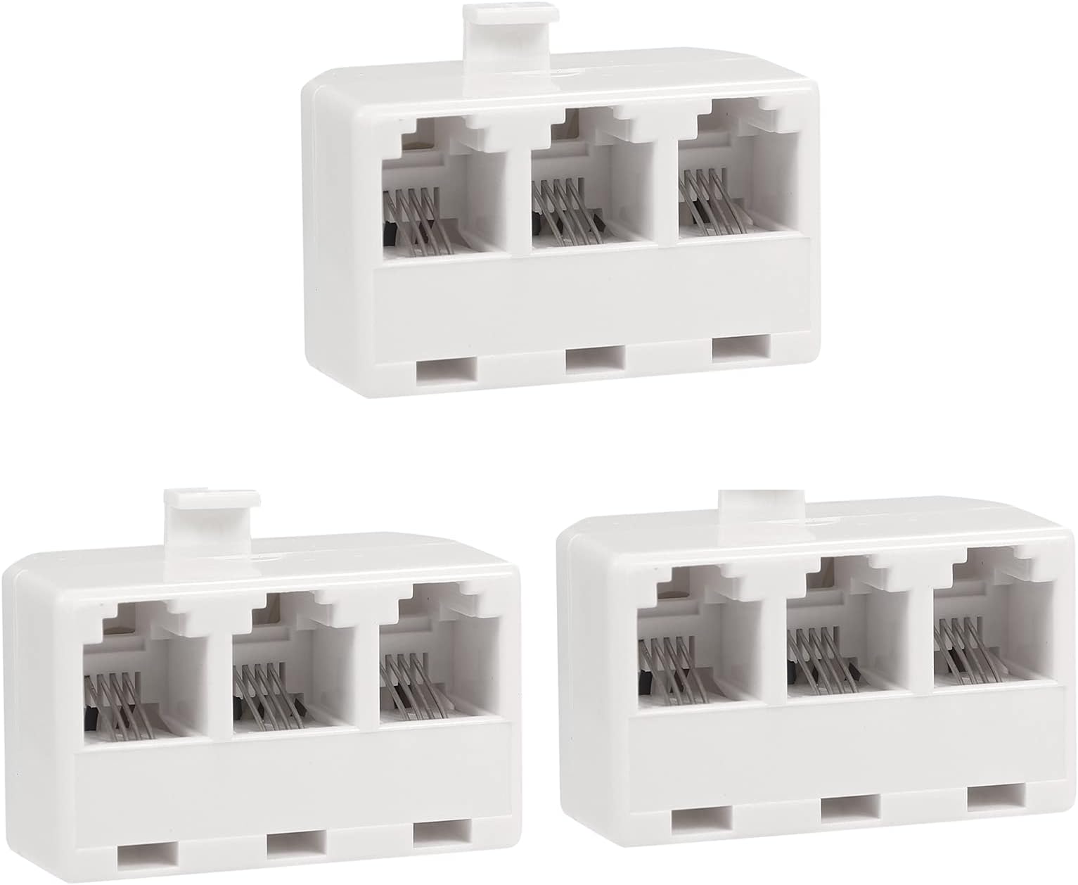 Amazon.com: NECABLES 2Pack Phone Splitter 3 Way Telephone Adapter RJ11 ...