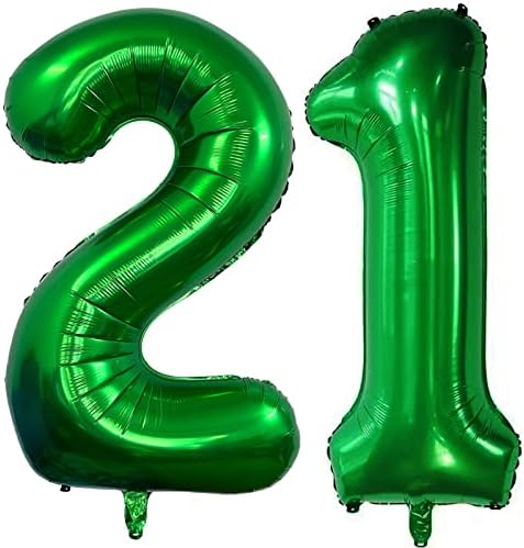 Amazon.com: Number 21 Dark Green Balloons 40 Inch Giant Green 12 Numer ...
