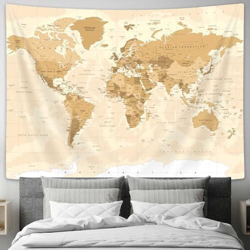 Amazon.com: Ameyahud World Map Tapestry Classroom Tapestry Watercolor ...