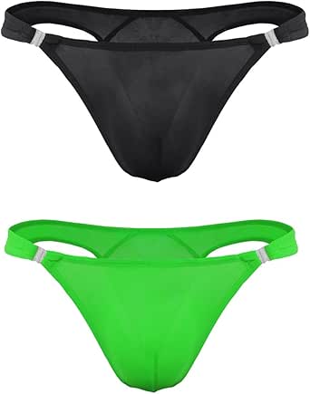 Mens Thongs Underwear Low Rise Ice Silk Sexy T Back Briefs Bulge ...