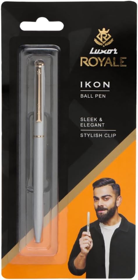 Luxor Royale, Ikon, Ball Pen, Pack of 1, Metallic Shiny Silver Body ...