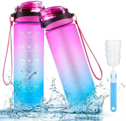 TS Playy Unbreakable Water Bottle 1 Litre with Motivational Time Marker ...